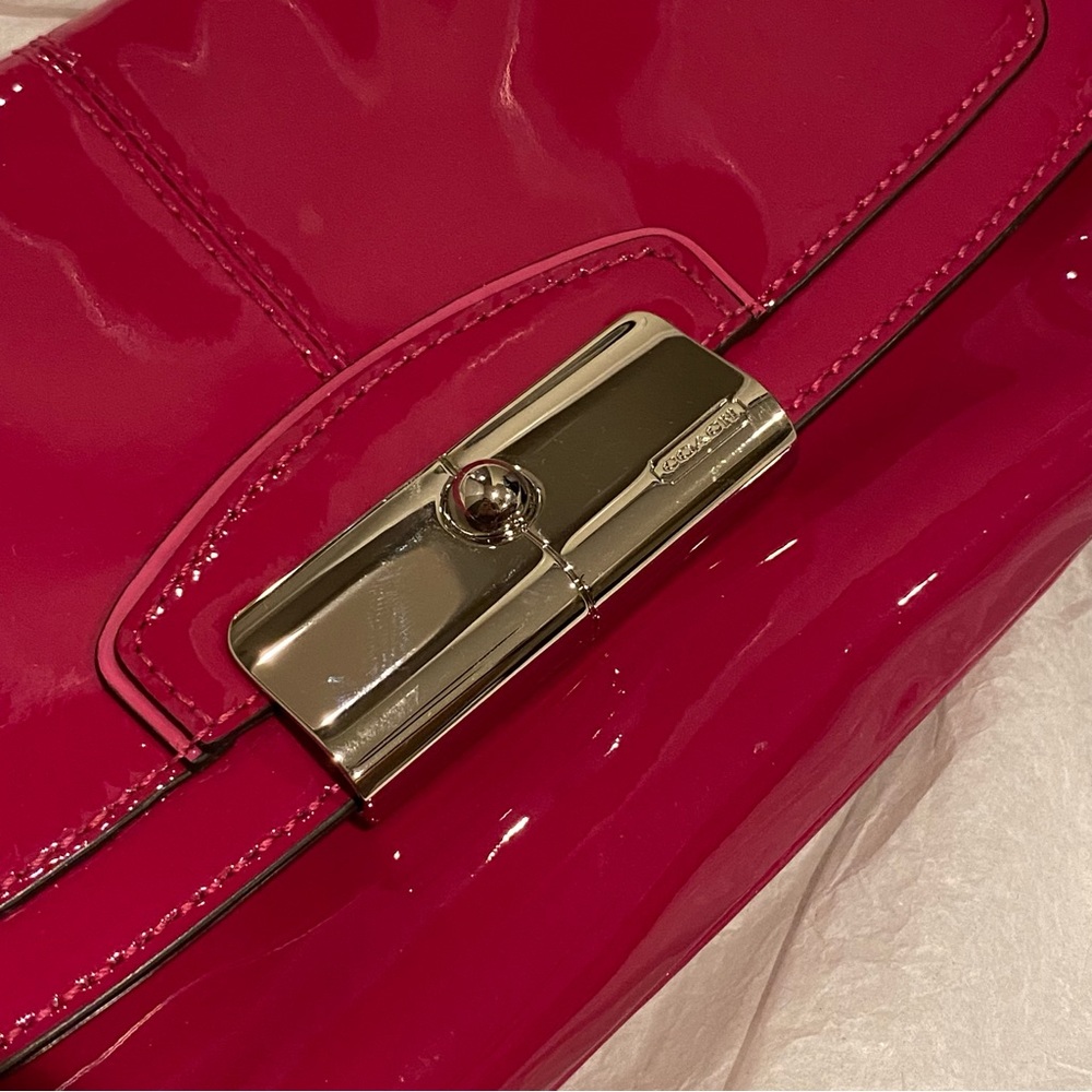 Coach Kristin Raspberry Patent Leather Clutch - Gem
